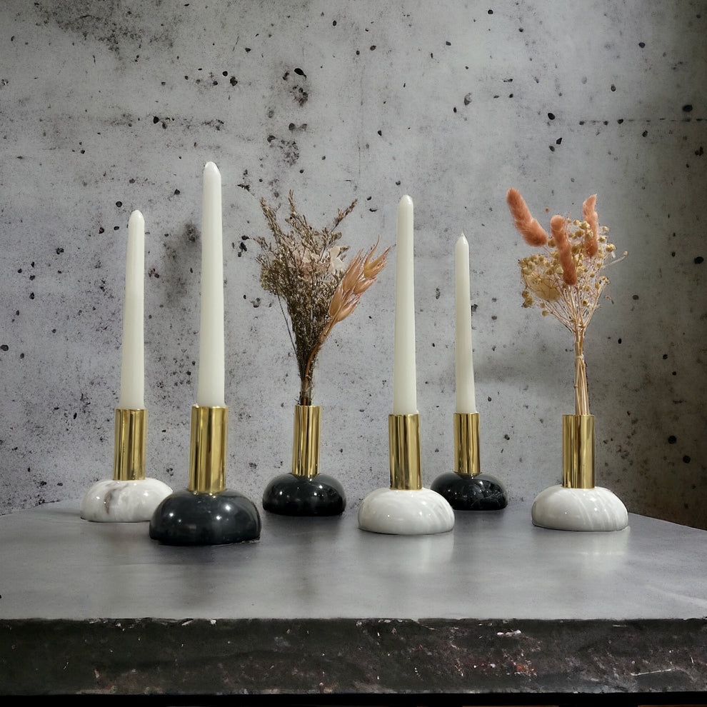 Half Moon Marble Candle Stand - Ziarat White – Heaven Spring